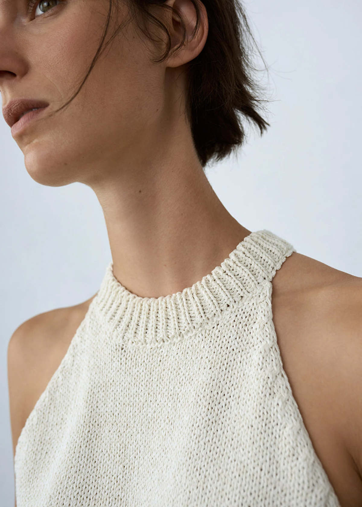 Cordera Cotton Halter Opening Top - Natural | Garmentory