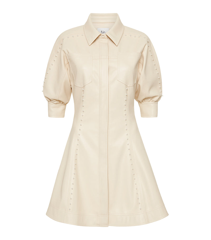 Aje Claire Pearl Mini Dress - Sandstone Beige | Garmentory