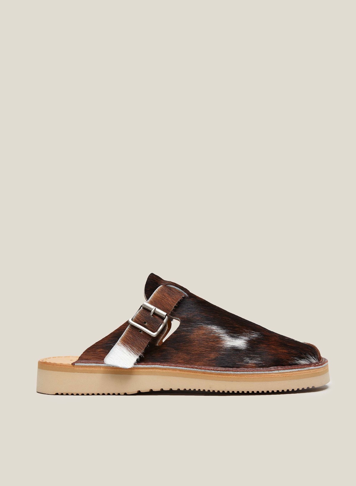 Fracap x YMC Women's Pony Hair Mules Cow Print | Garmentory