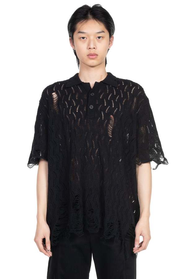 Professor.E Distressed Polo - Black | Garmentory