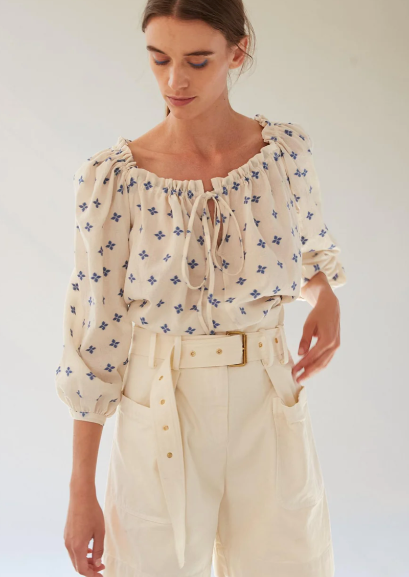 Caron Callahan Emma Top - Cornflower Blossom Oil Coupe | Garmentory