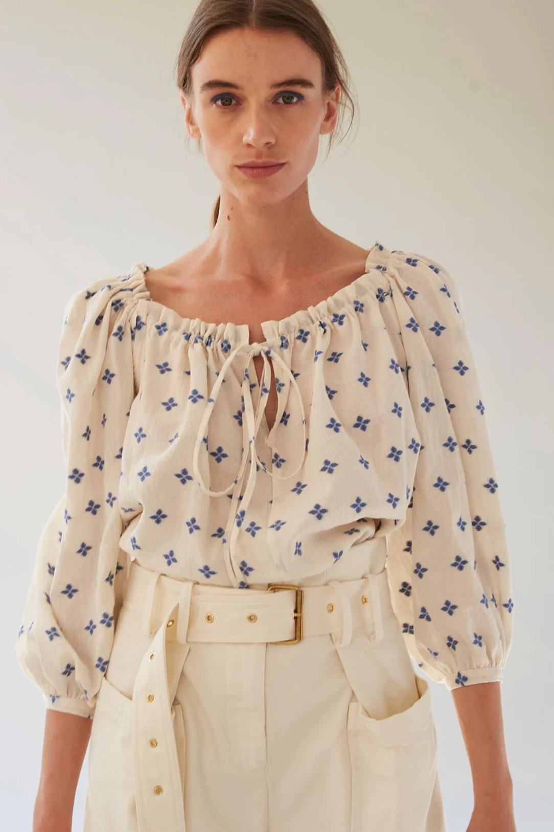 Caron Callahan Emma Top - Cornflower Blossom Oil Coupe | Garmentory