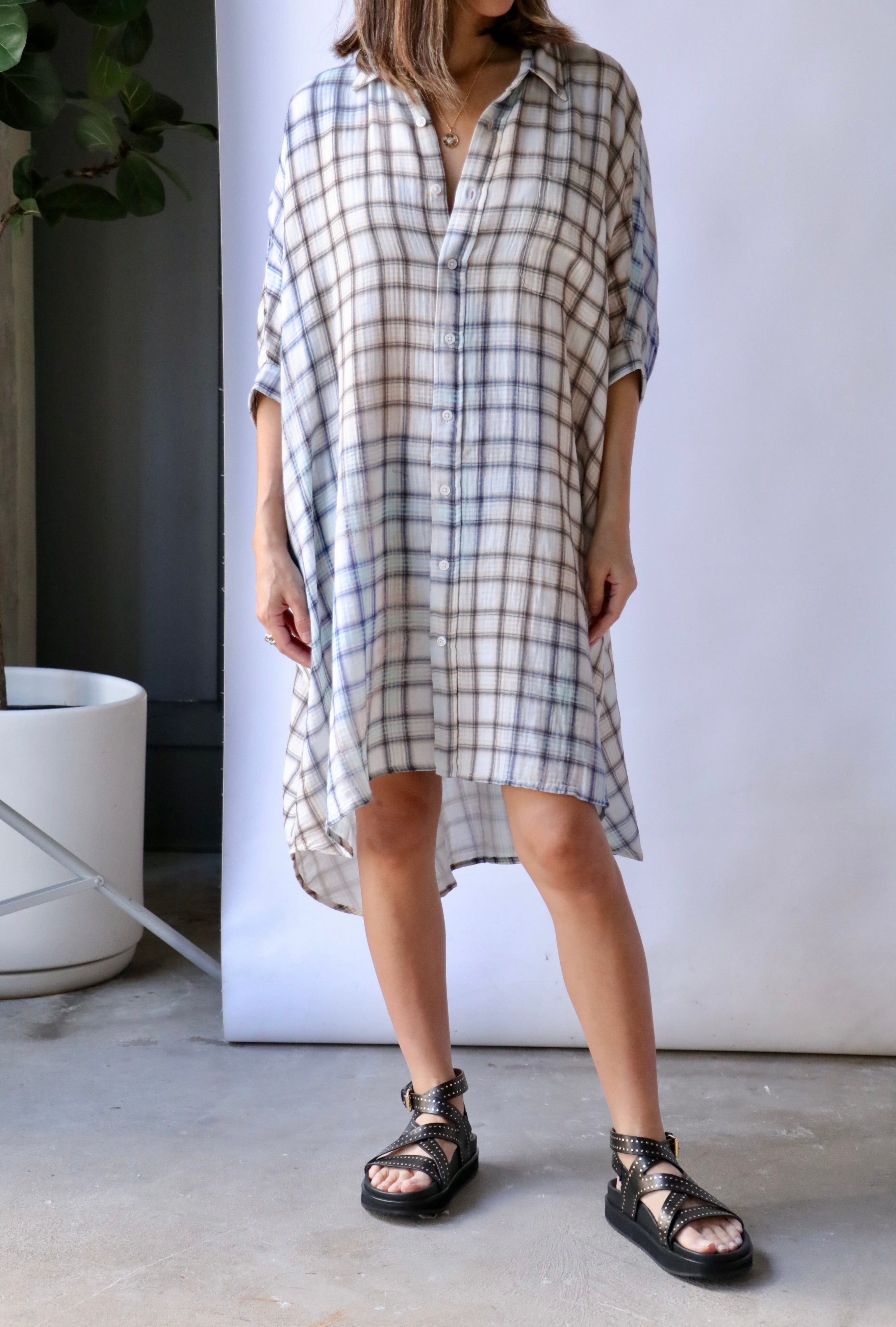 R13 Oversized Boxy Dress - Bleached Plaid | Garmentory