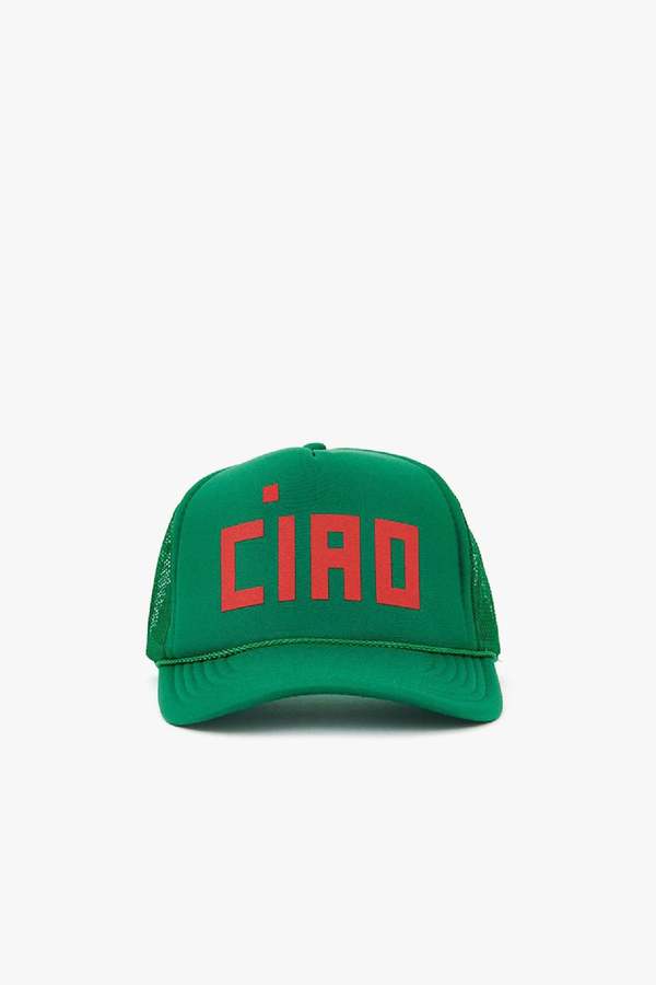 Clare V. Trucker Hat - Green/Poppy Block Ciao | Garmentory