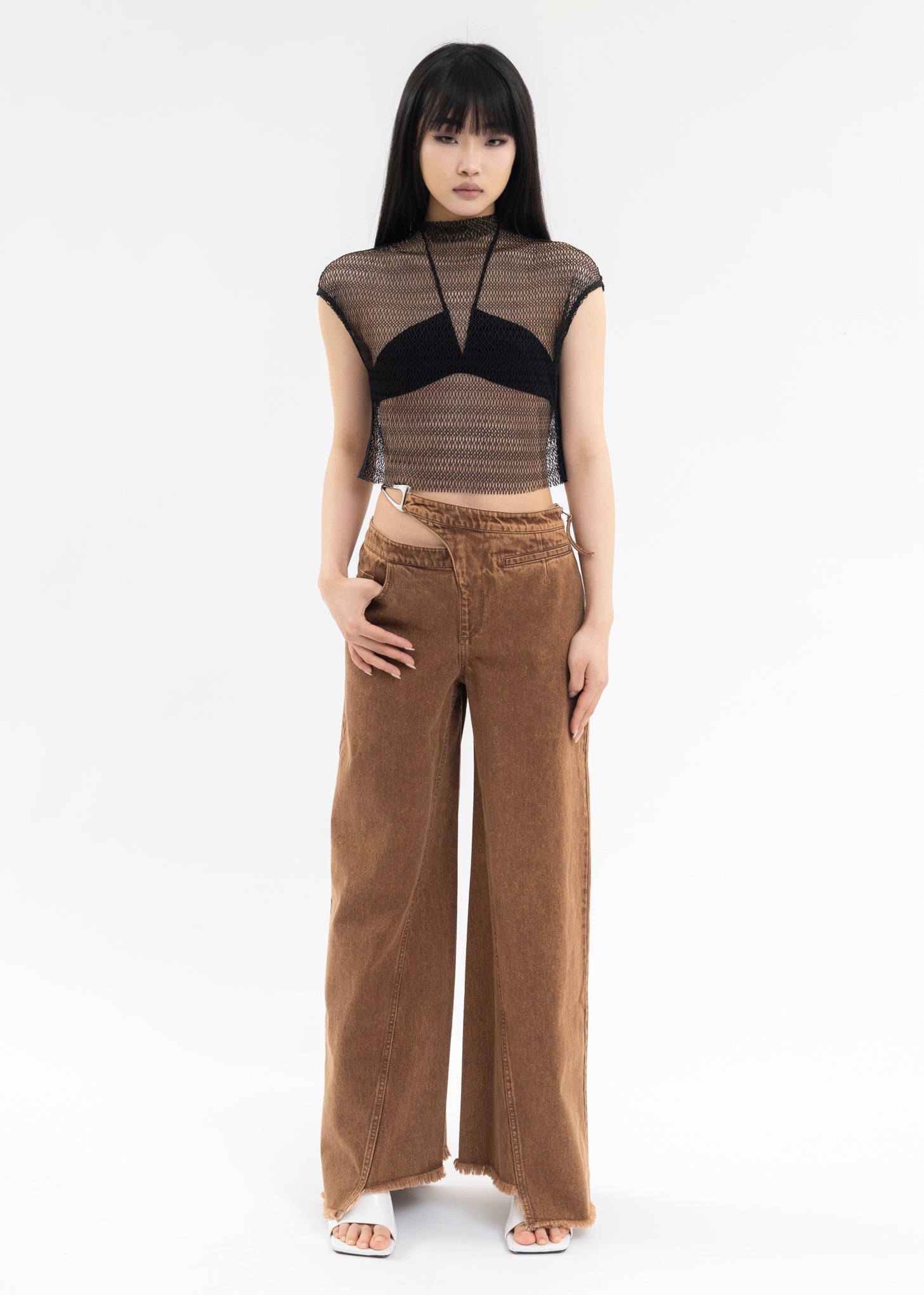 Oude Waag Chiffon Twisted Bra Top - Black | Garmentory