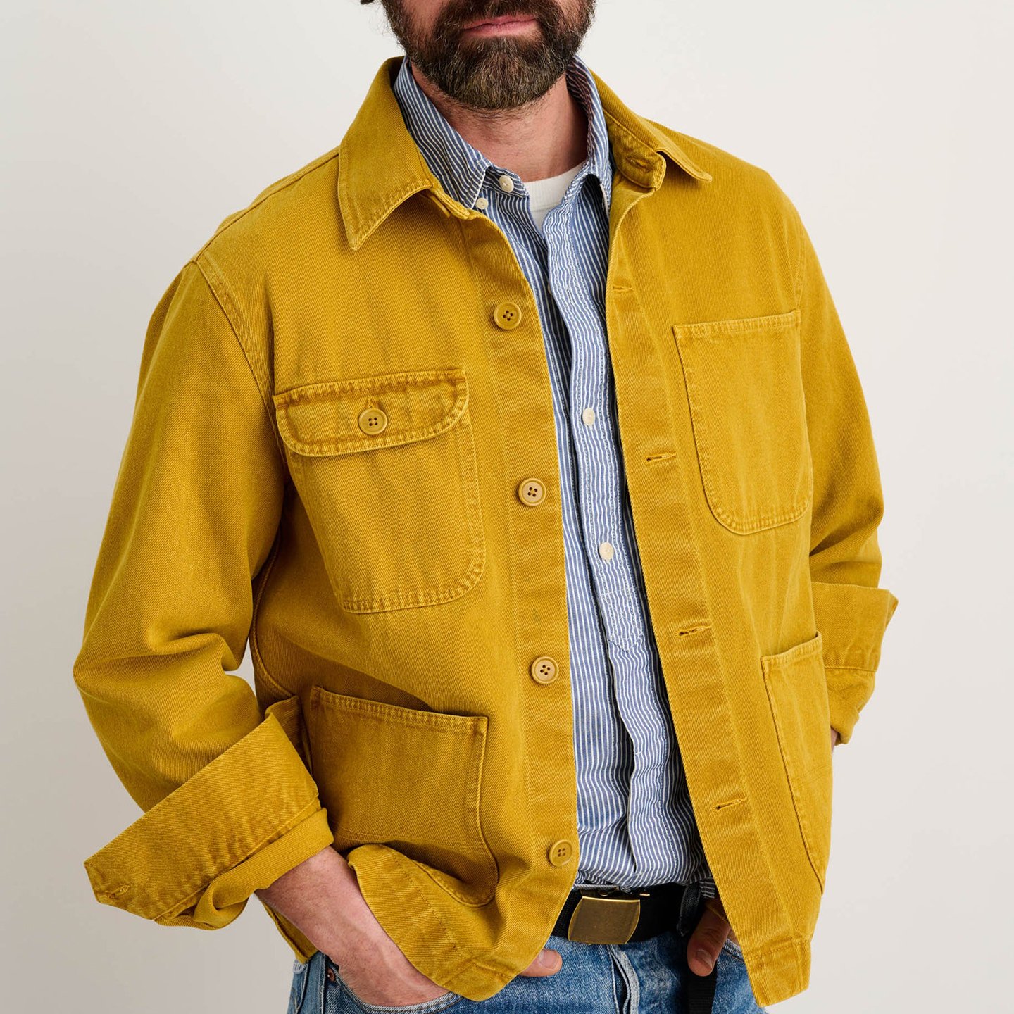 Alex Mill Garment Dyed Work Recycled Denim Jacket - Yellow Ochre ...