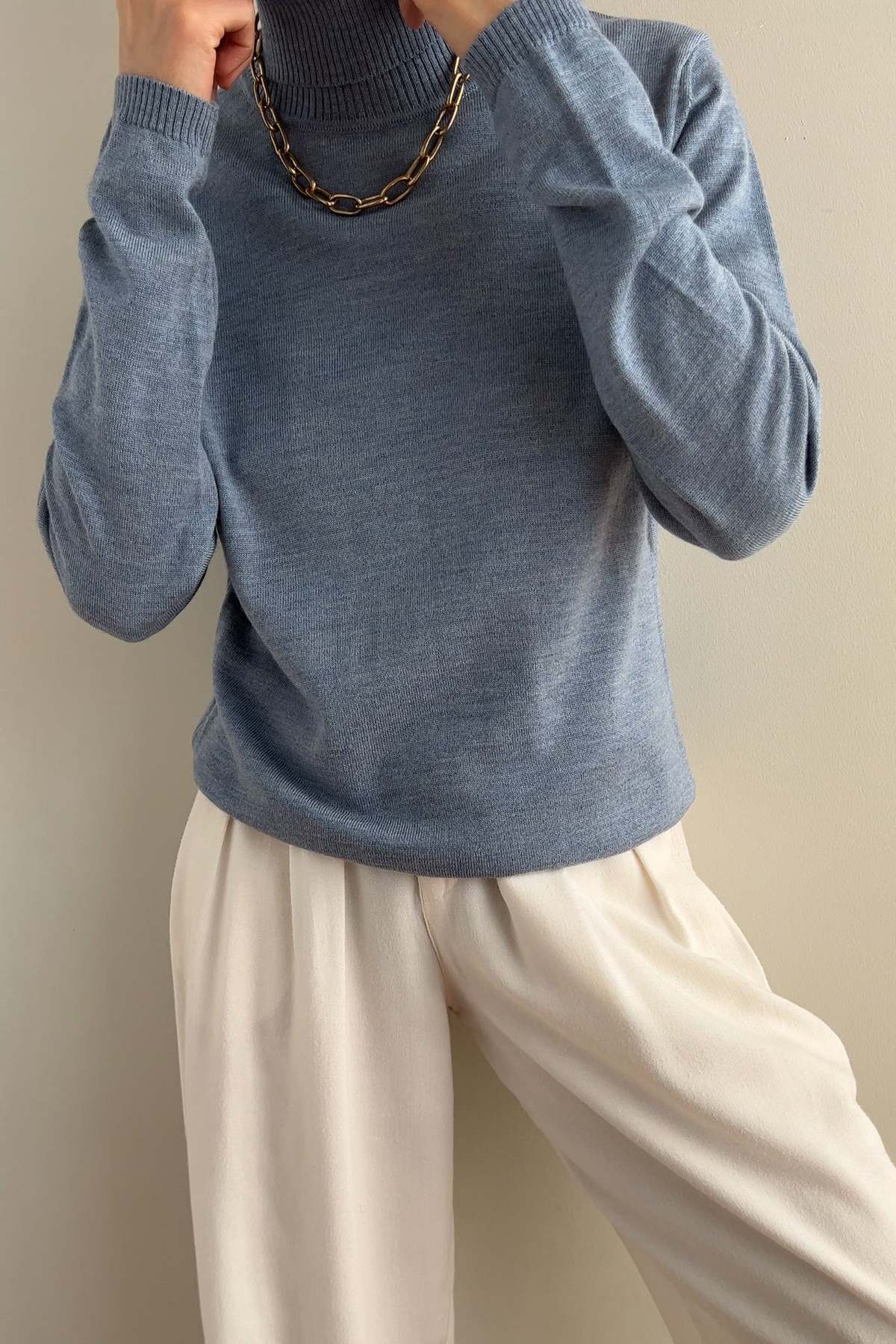 Vintage Italian Merino Wool Turtleneck - Sky | Garmentory