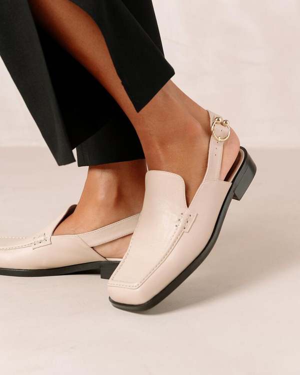 Alohas Abe Sling Back Leather Loafer - Cream | Garmentory