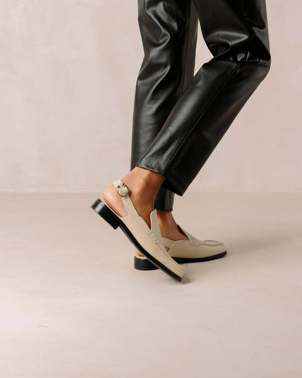 Alohas Abe Sling Back Leather Loafer - Cream | Garmentory