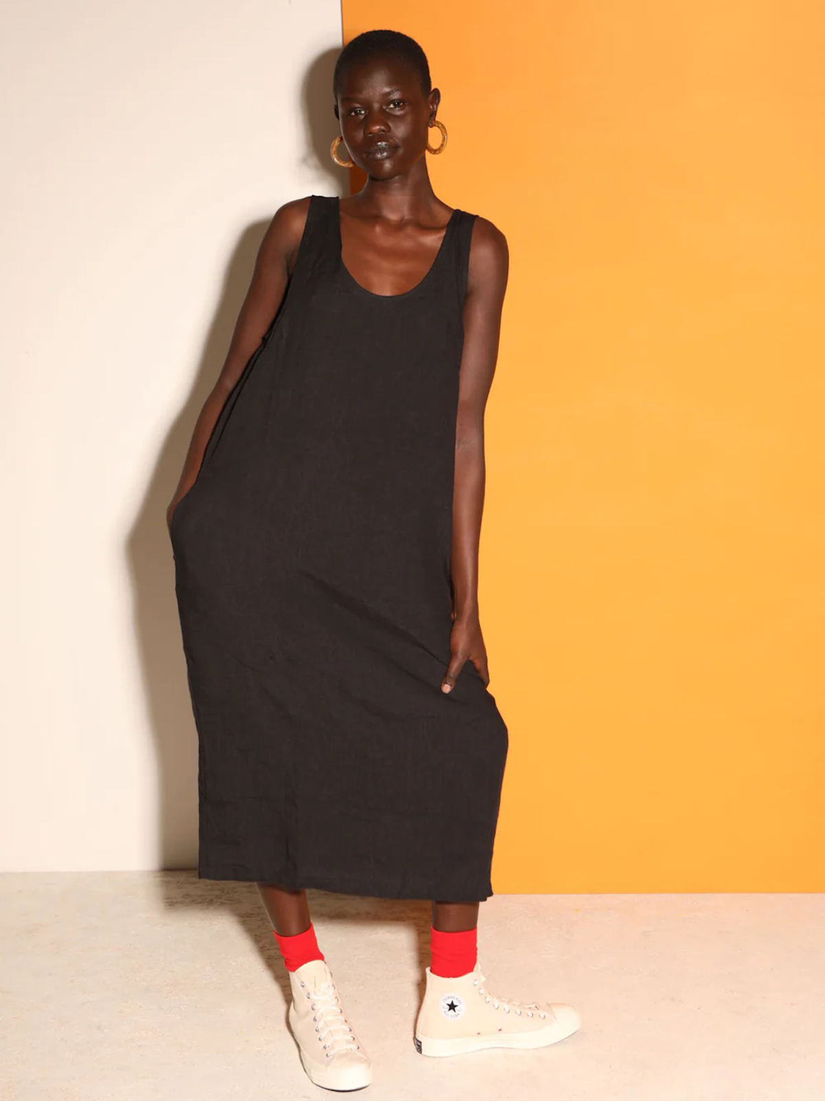 LF Markey | Basic Linen Shift Dress - Black | Garmentory