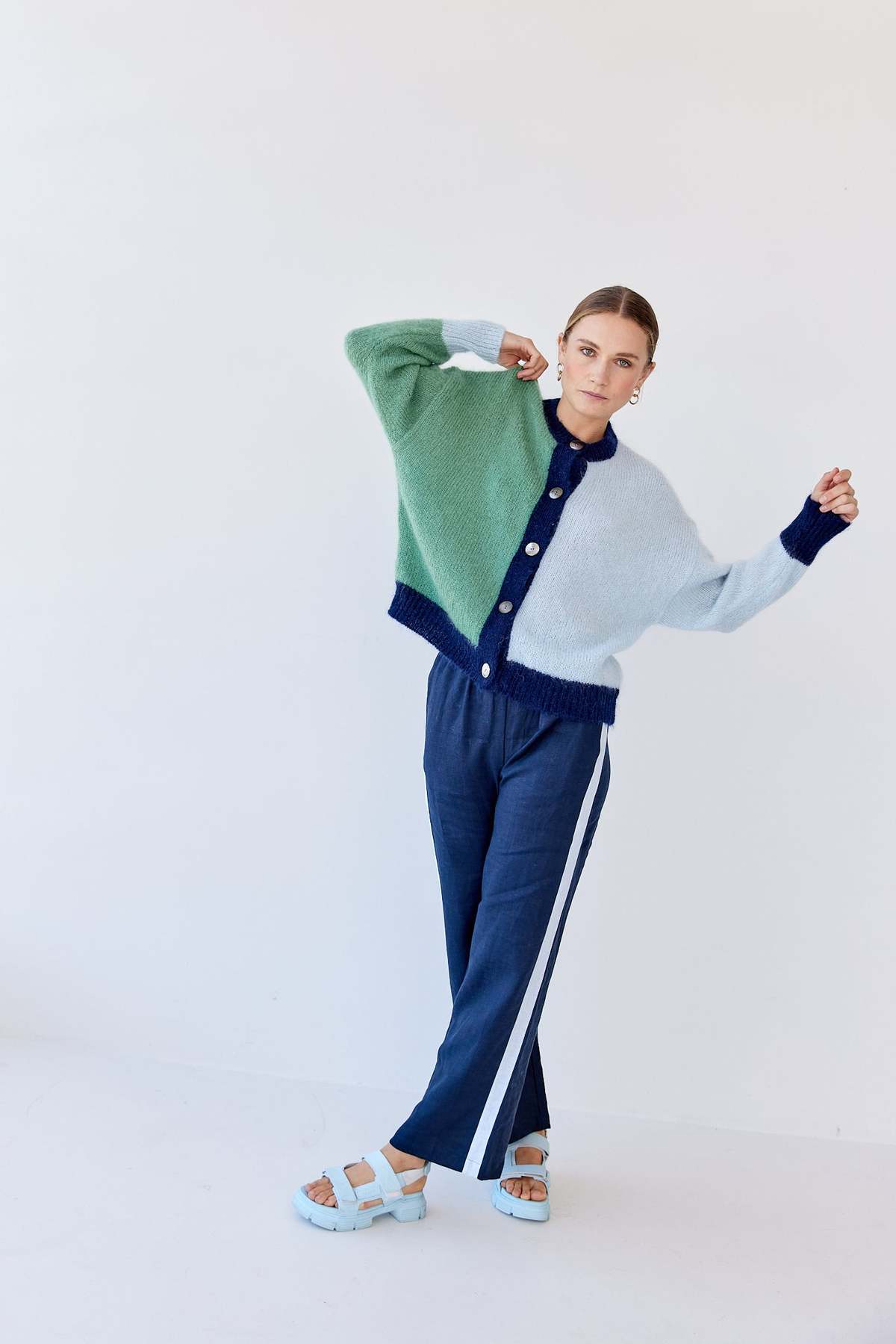 70 mohair and 30 wool Bad Nan Knit Cardigan in Colour Block | Garmentory