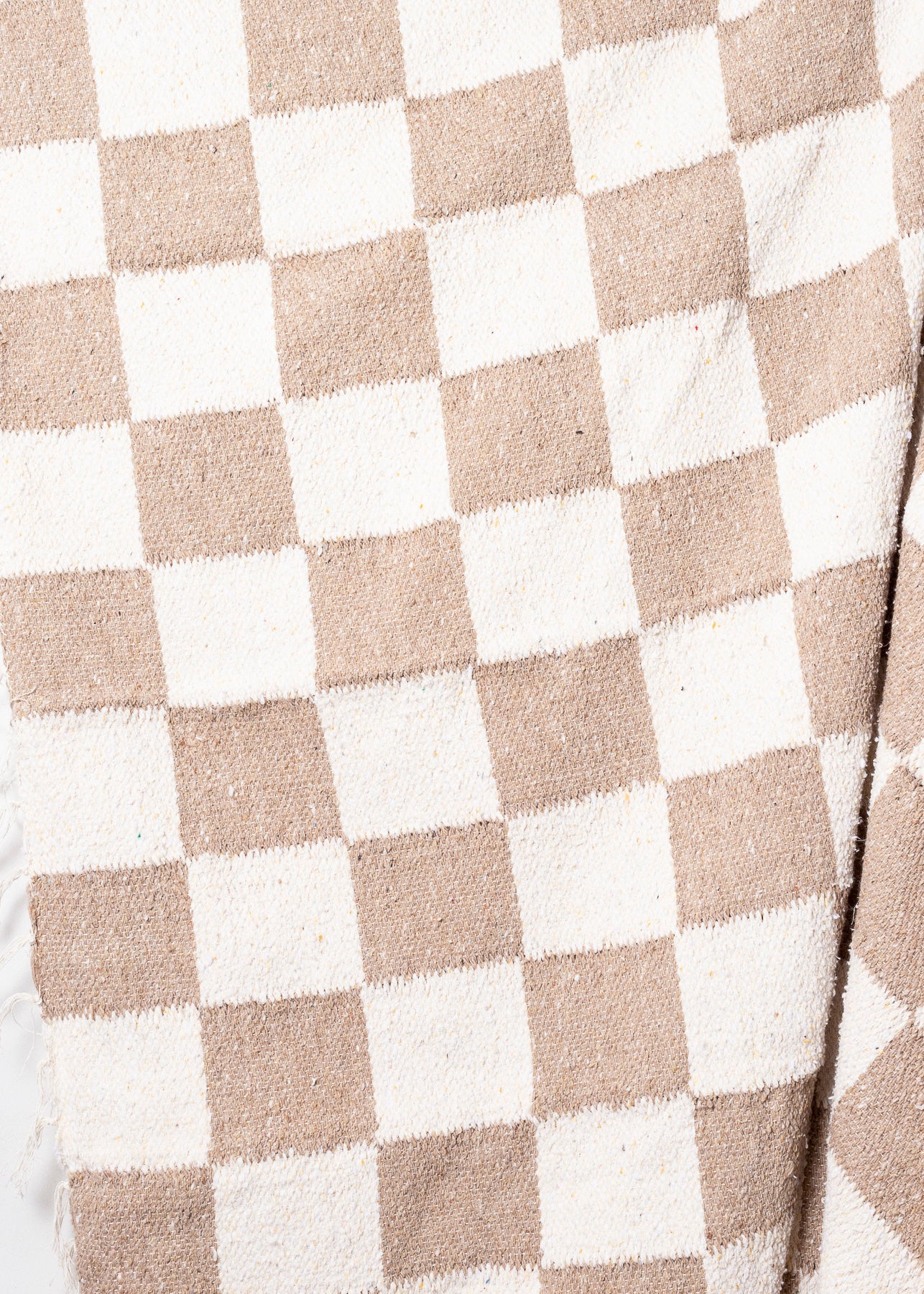 Sundream Heavyweight Checker Throw Blanket - Tan/Cream | Garmentory