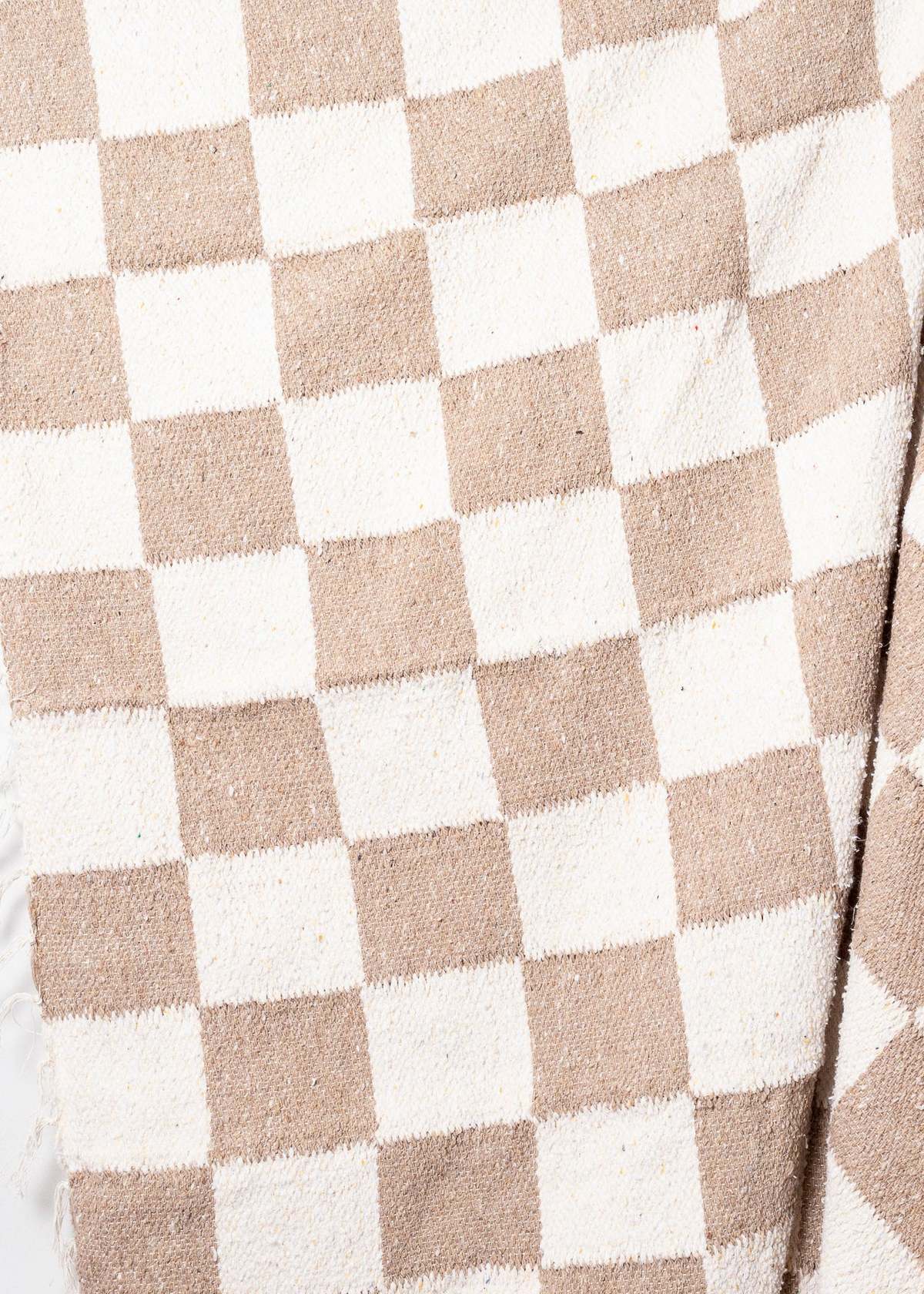 Sundream Heavyweight Checker Throw Blanket - Tan/Cream | Garmentory