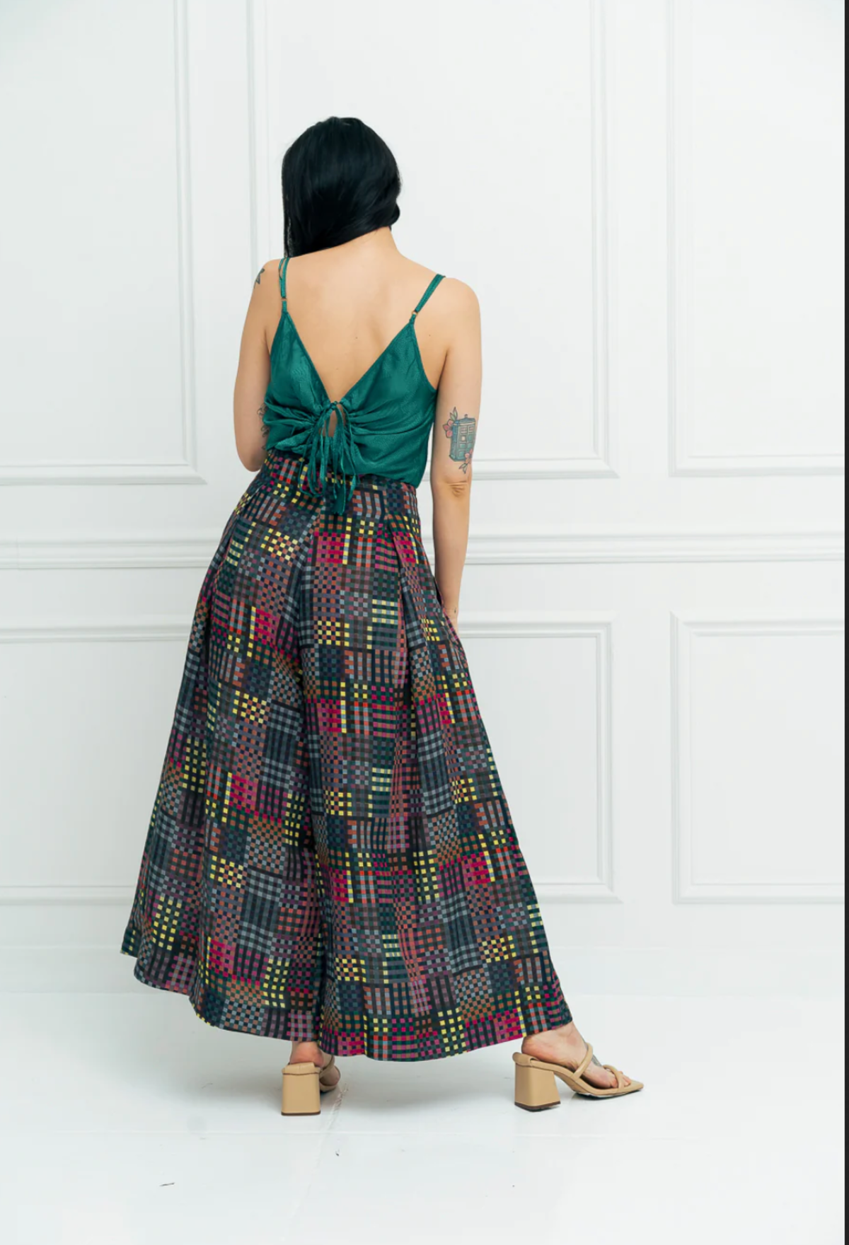 RUJUTA SHETH FRIDA PANT - TAWNY CHEX/NIGHT RUBIX | Garmentory