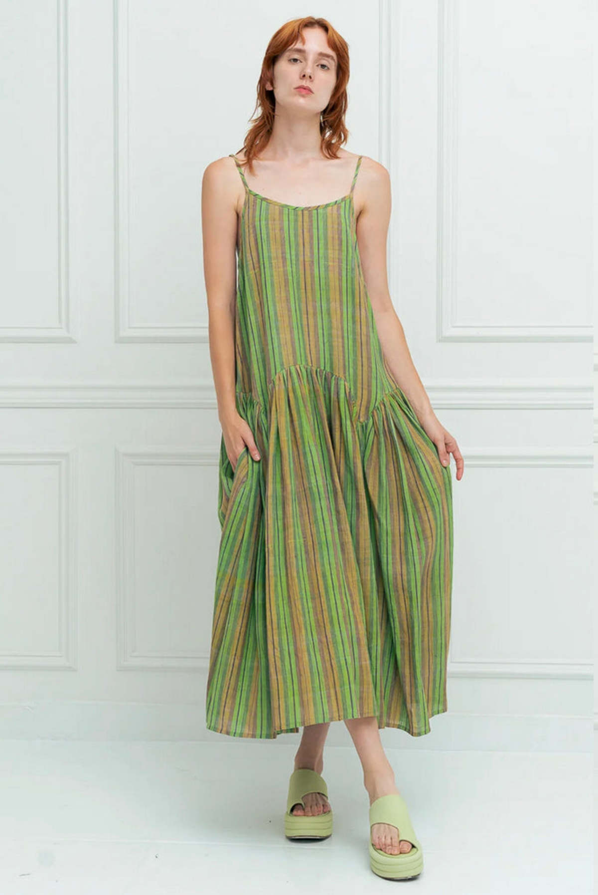 RUJUTA SHETH LEILA DRESS - SAGE | Garmentory