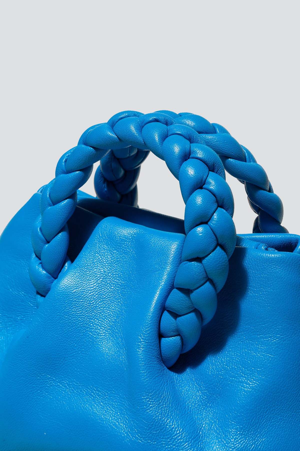 Hereu Leather Bombon Pleated Crossbody - Ocean Blue | Garmentory