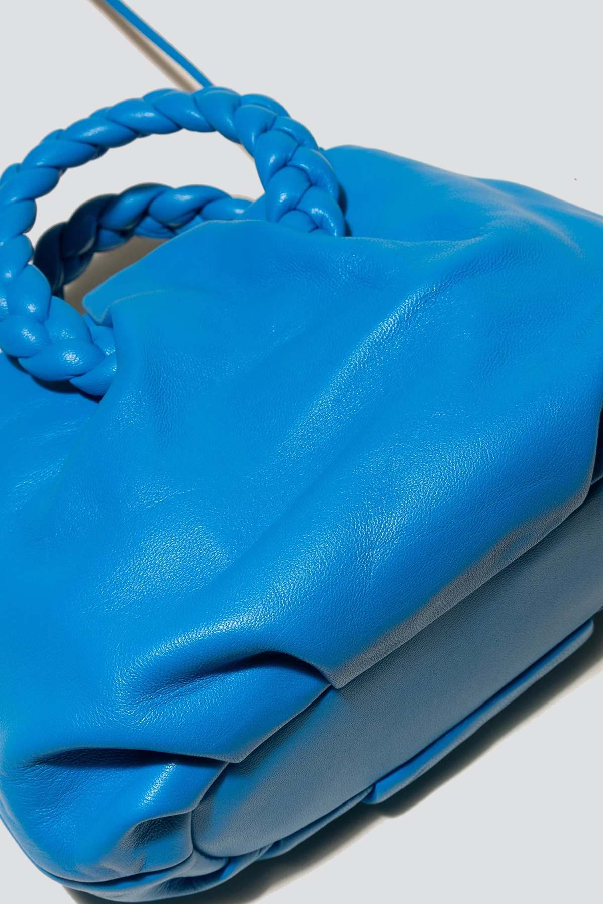Hereu Leather Bombon Pleated Crossbody - Ocean Blue | Garmentory