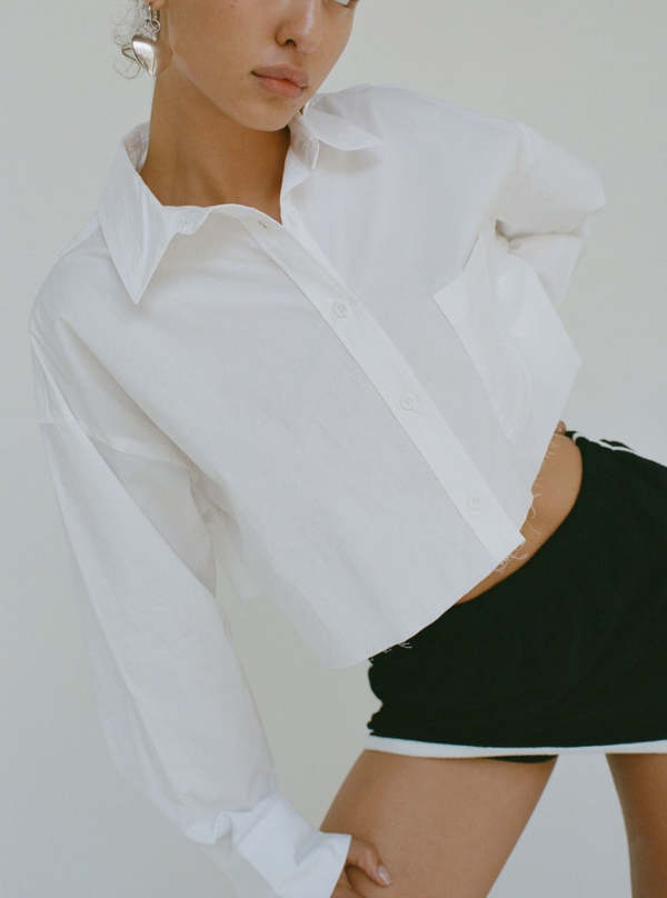 NIA Cropped Boxy Button Up - White | Garmentory