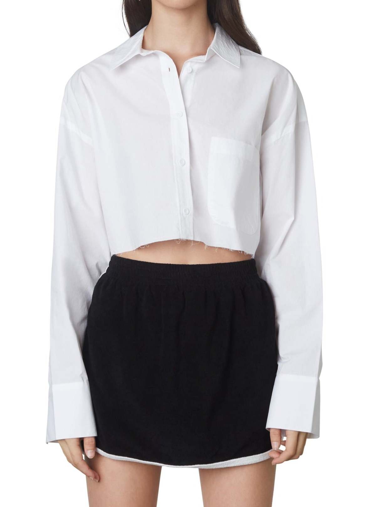 NIA Cropped Boxy Button Up - White | Garmentory