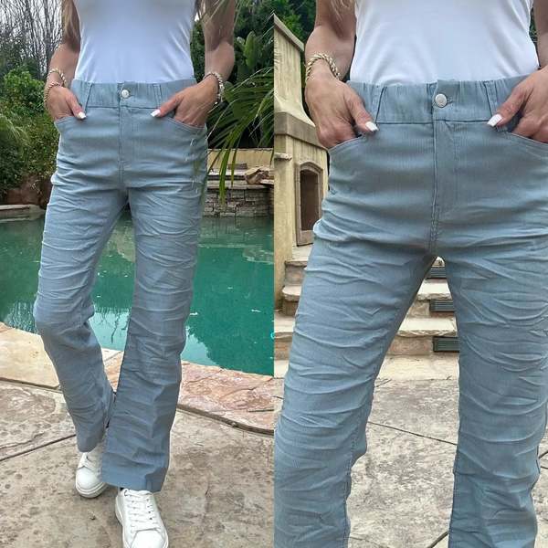 Bevy Flog Novel Pant - Light Blue Stripe | Garmentory