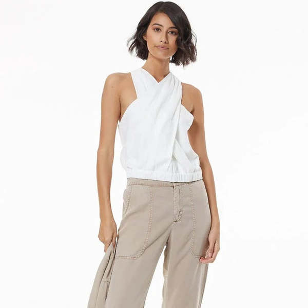 Young Fabulous and Broke YFB Oahu Linen Halter Top - Bone | Garmentory