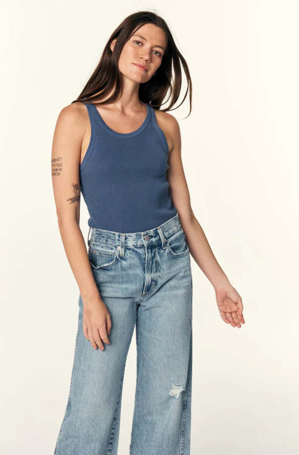 AMO Long Rib Tank - Deep Indigo | Garmentory
