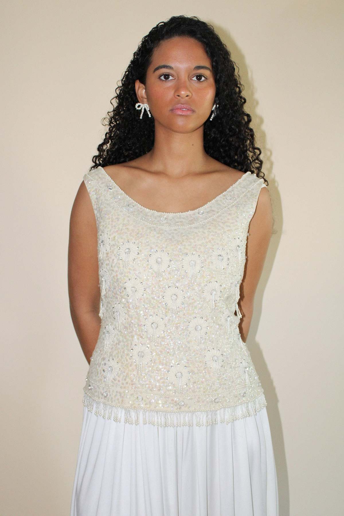Beaded Tank - Cream | Garmentory