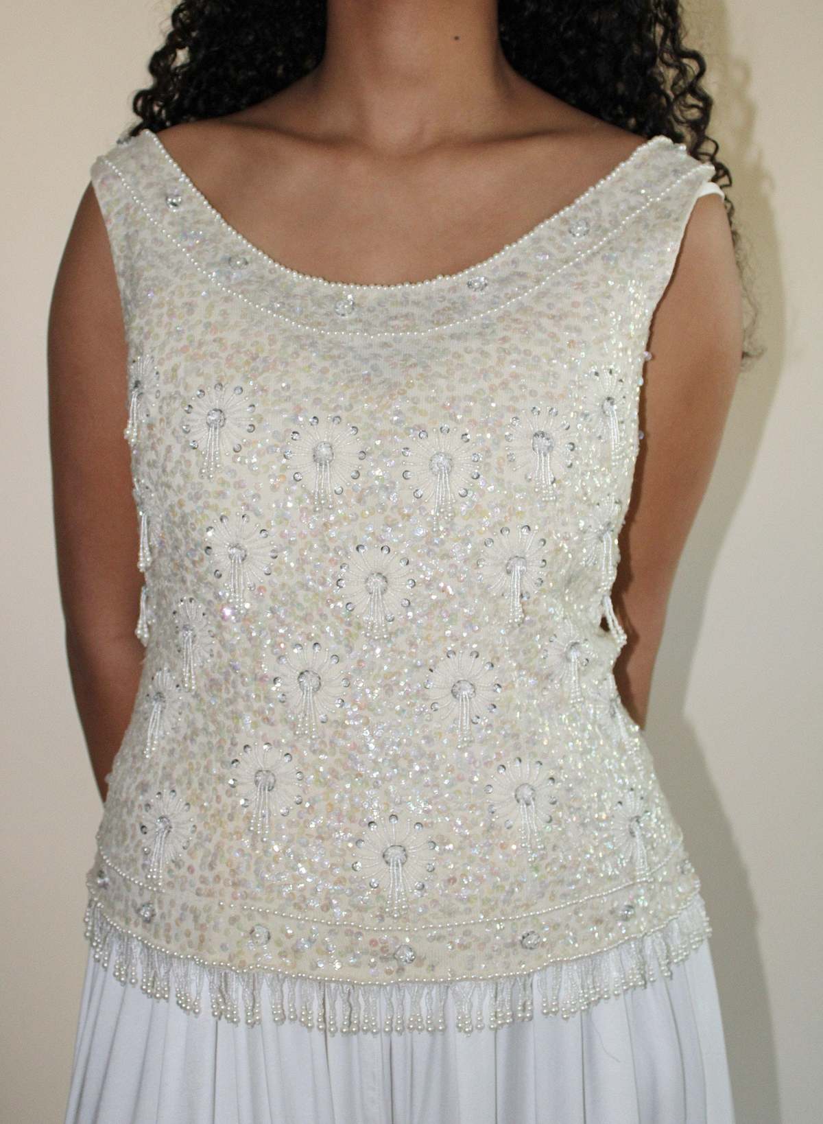 Beaded Tank - Cream | Garmentory