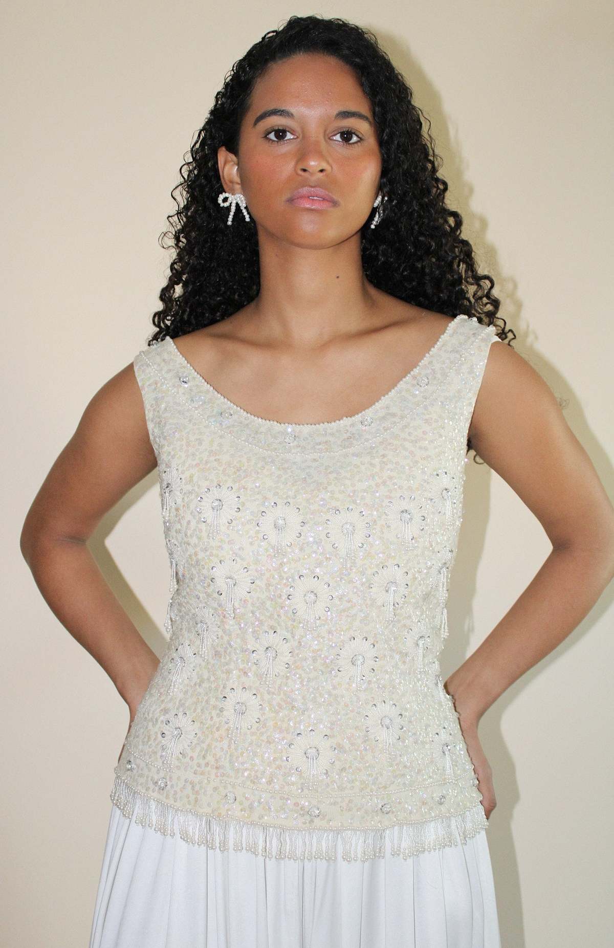Beaded Tank - Cream | Garmentory