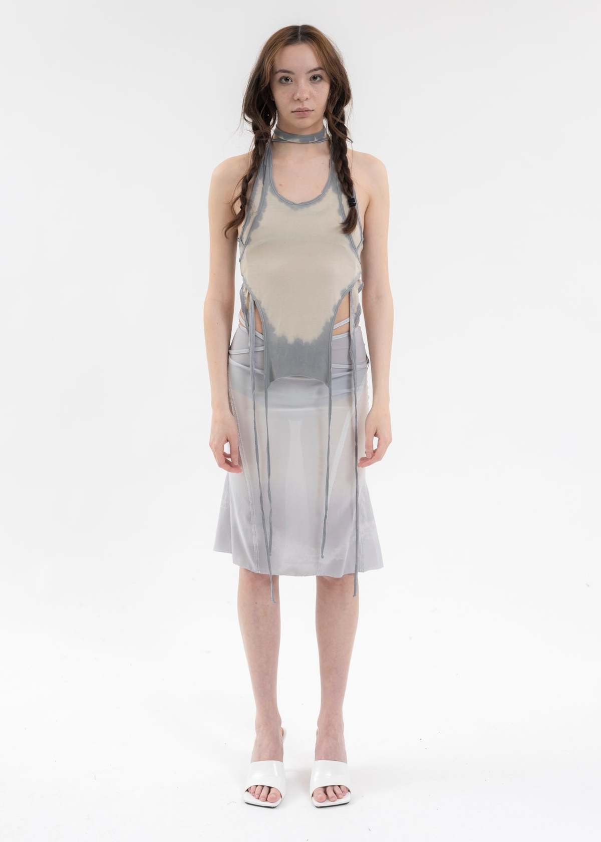 Hyein Seo Layered Halter Top - Light Grey/Ivory | Garmentory