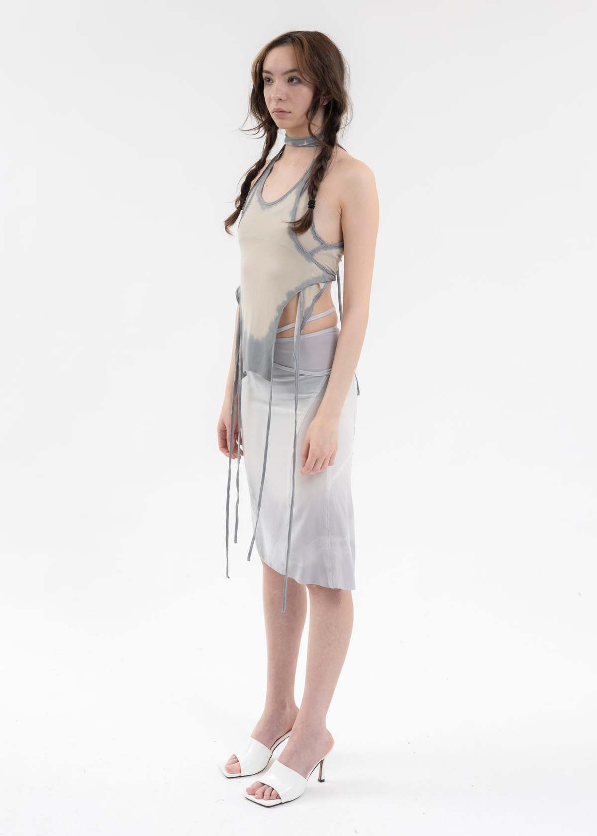 Hyein Seo Layered Halter Top - Light Grey/Ivory | Garmentory