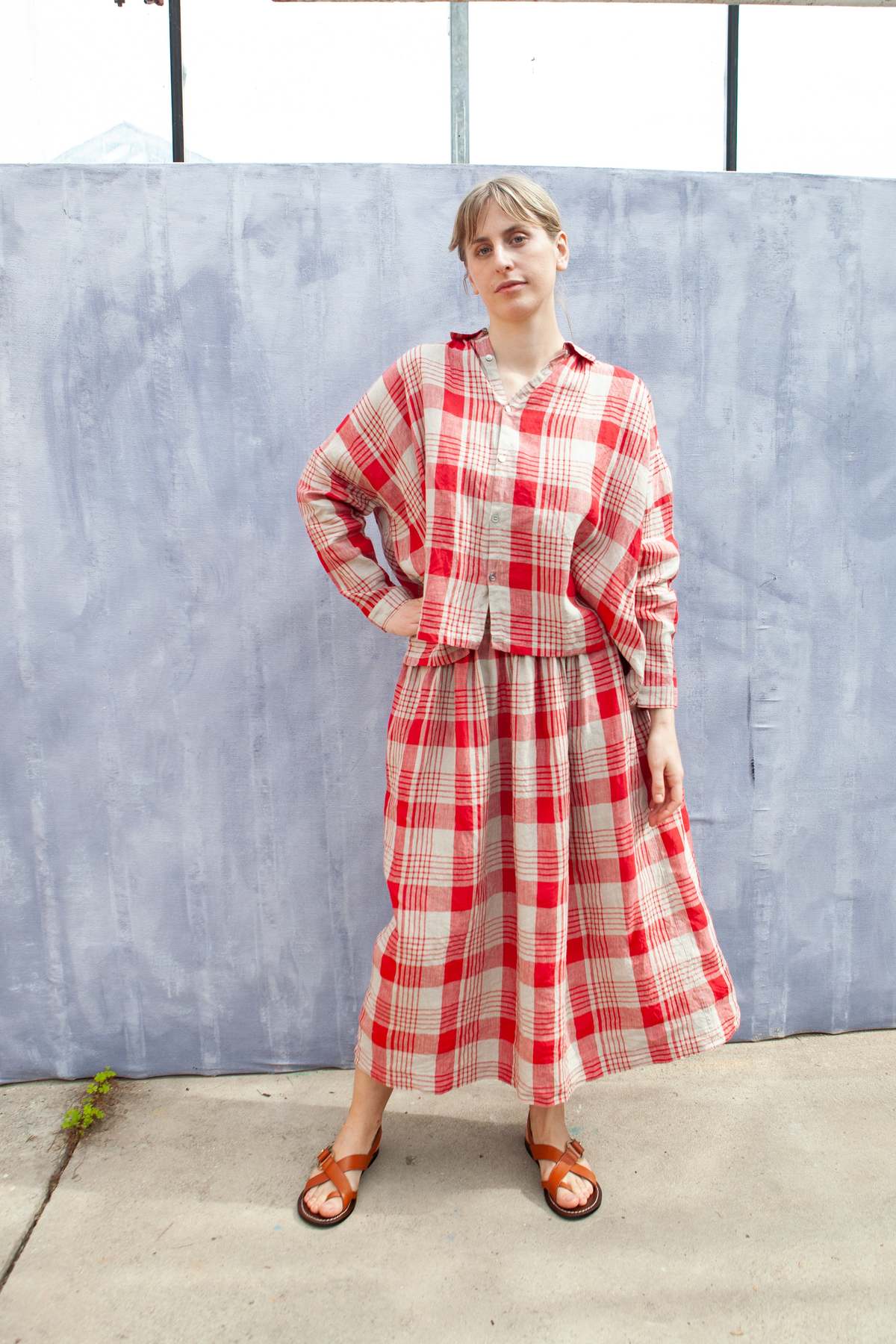 Tidy Street General Store Ichi Antiquits Linen Skirt - Check | Garmentory