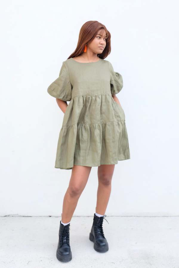Bronze Age Nati Linen Dress - Lichen | Garmentory