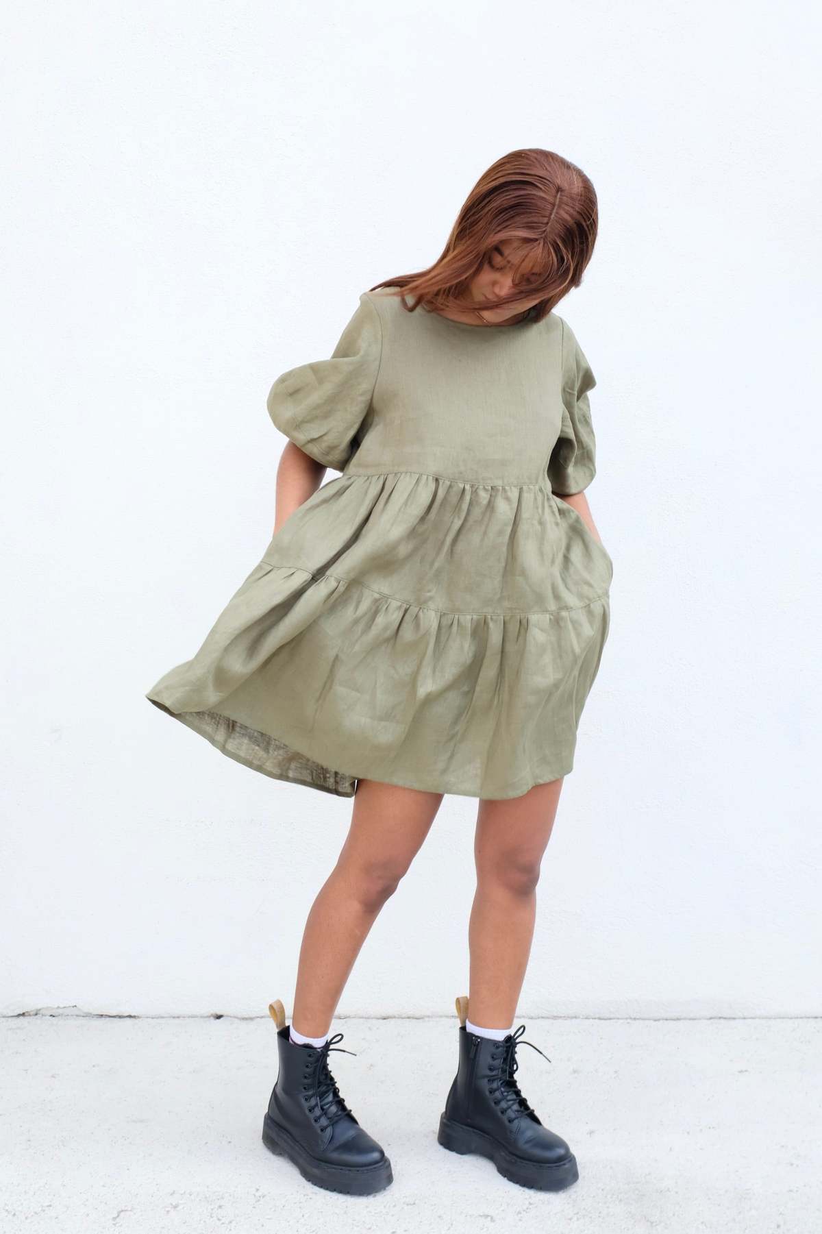 Bronze Age Nati Linen Dress - Lichen | Garmentory