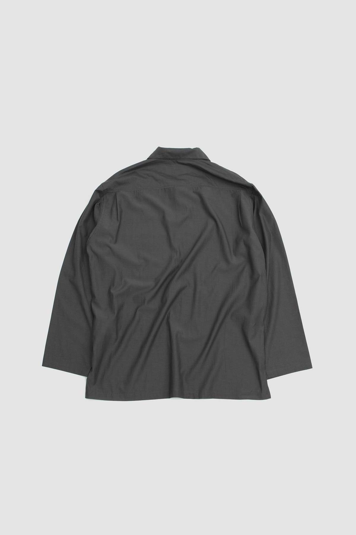 Still By Hand Cupro Mixed Skipper Shirt - Slate Grey | Garmentory
