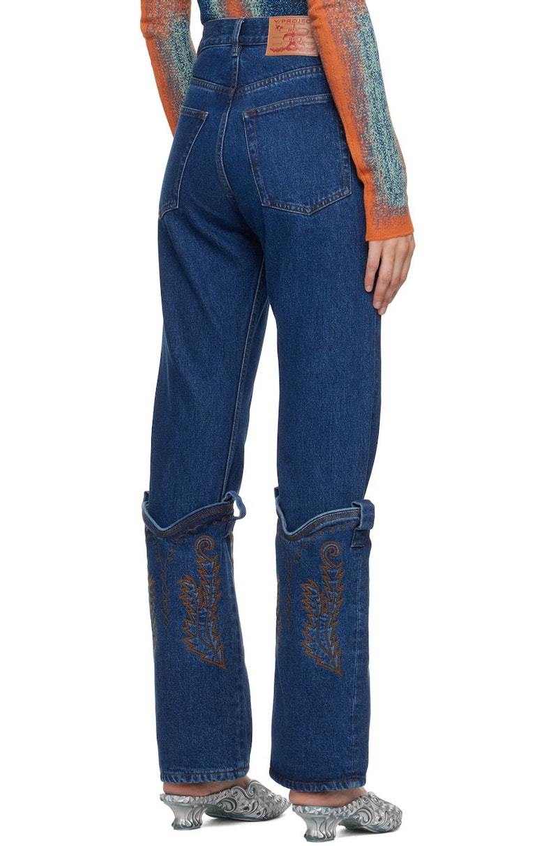 Y/Project Classic Cowboy Cuff Jeans - Navy | Garmentory