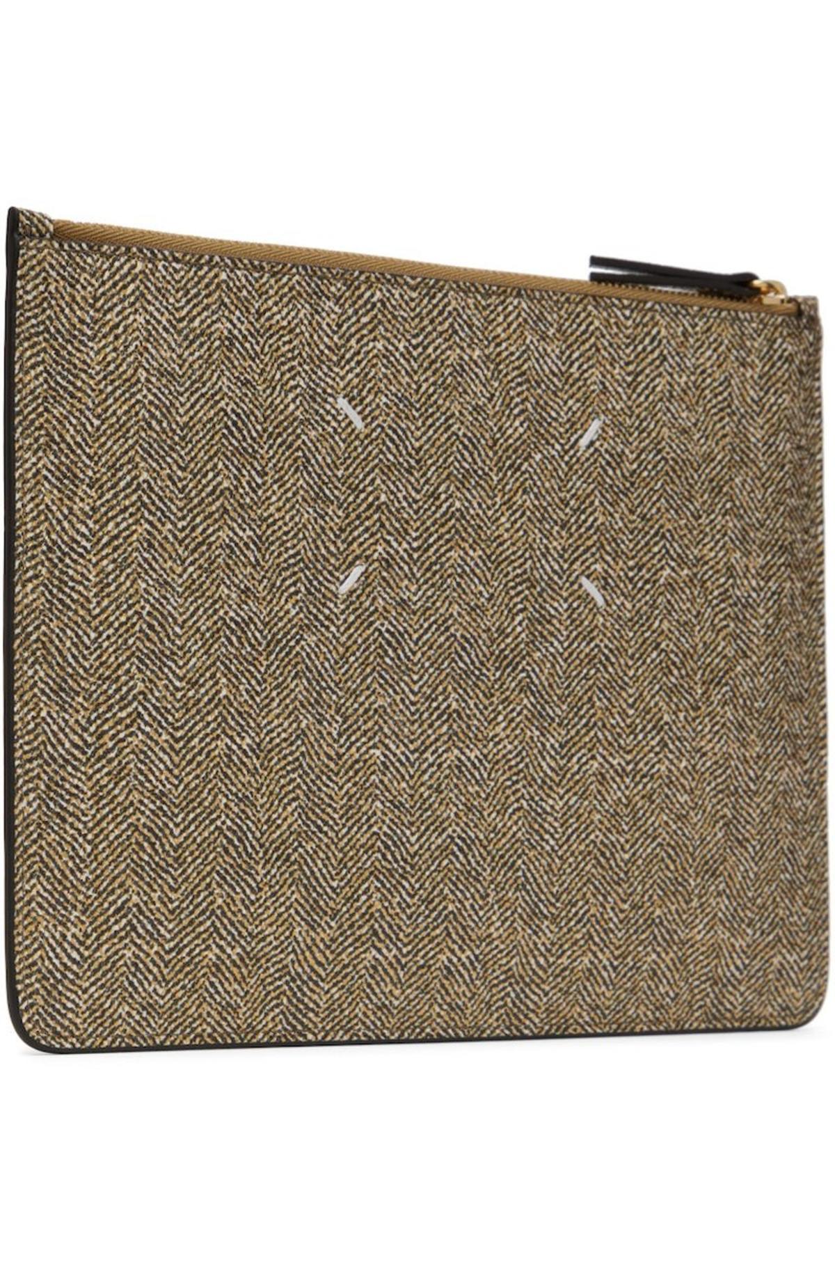 Maison Margiela Gold Goatskin Herringbone Pouch | Garmentory