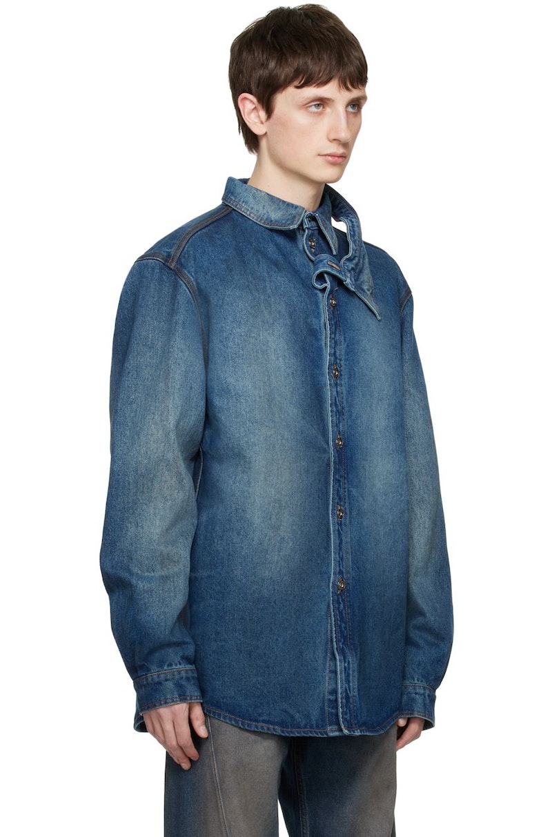 Y/Project Double Collar Denim Jacket - Vintage Navy | Garmentory