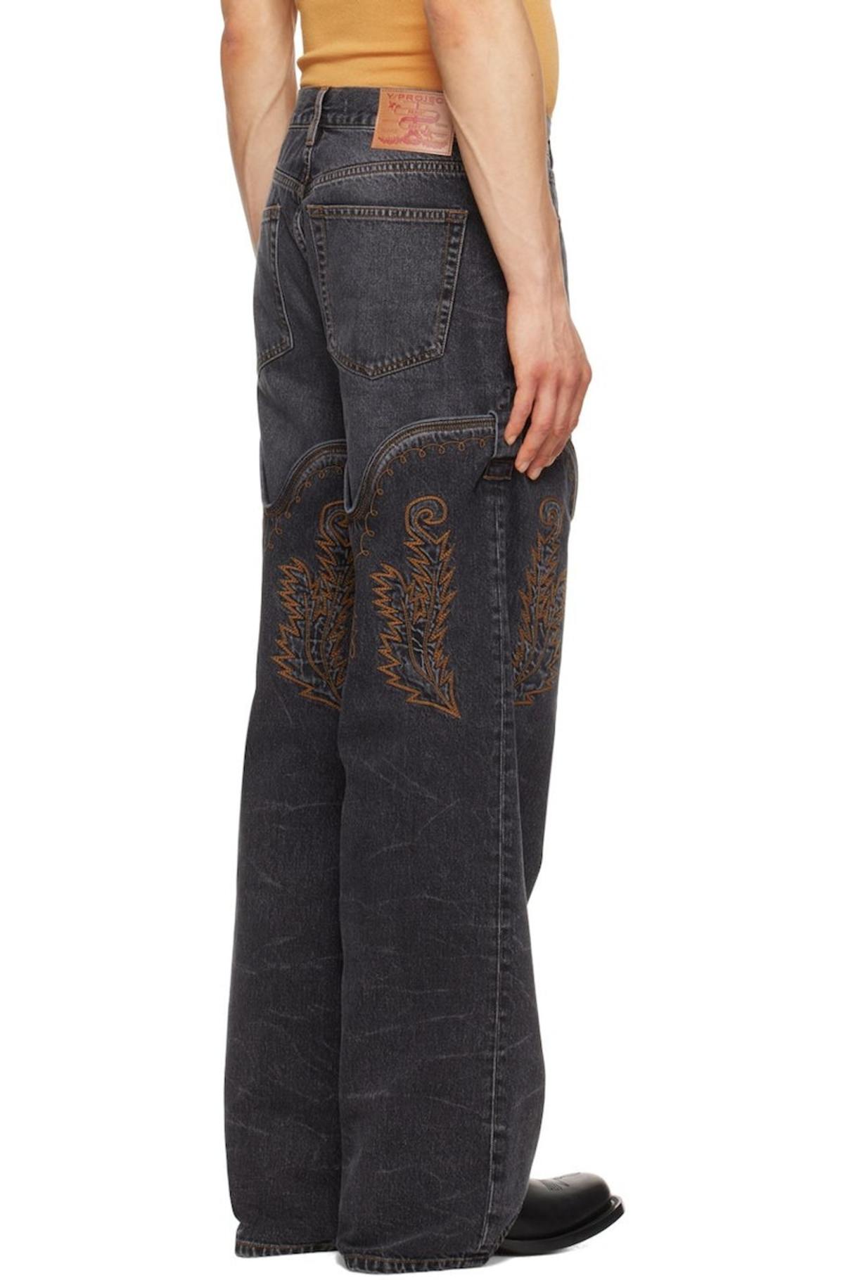 Y/Project Classic Cowboy Cuff Jeans - Black | Garmentory