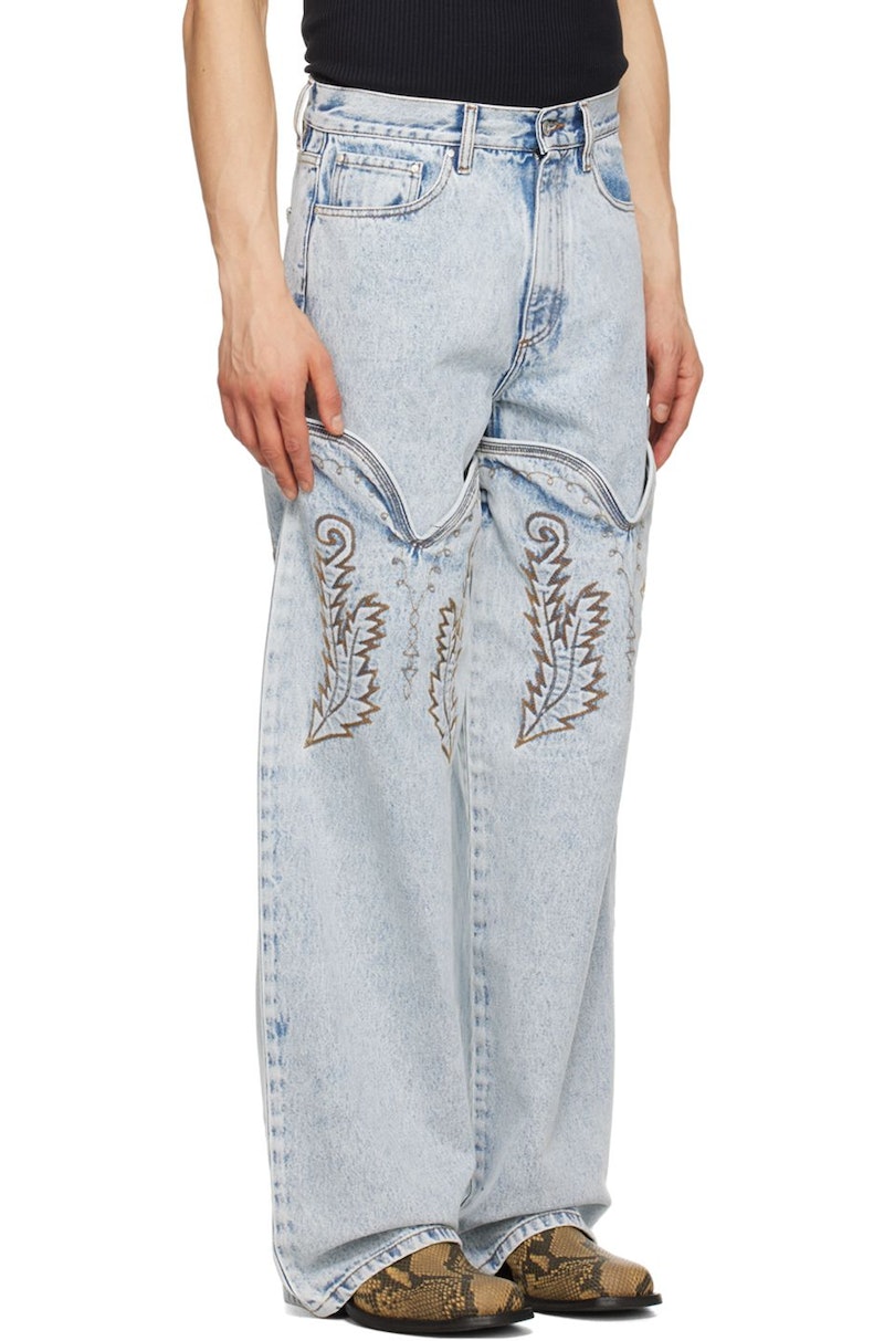 Y/Project Classic Cowboy Cuff Jeans - Ice Blue | Garmentory