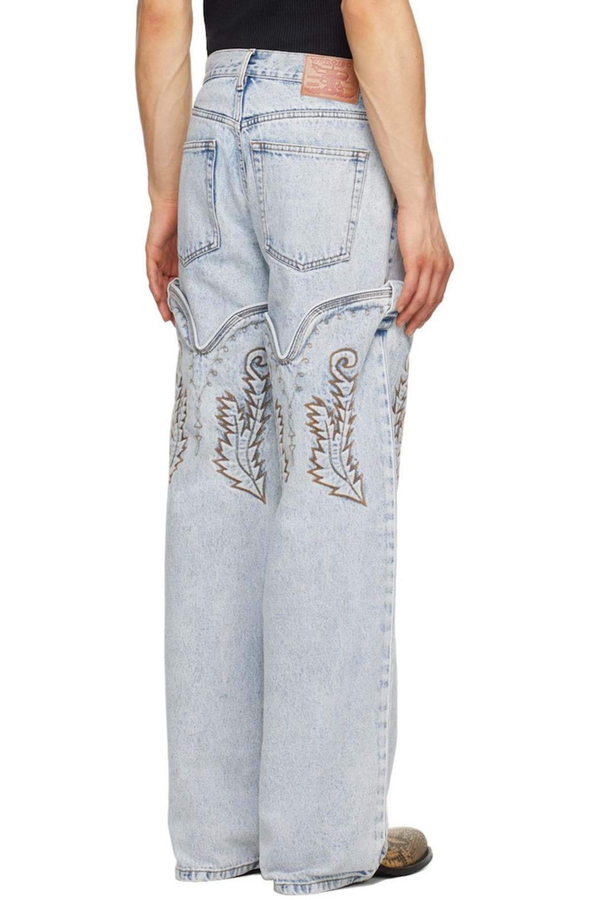 Y/Project Classic Cowboy Cuff Jeans - Ice Blue | Garmentory