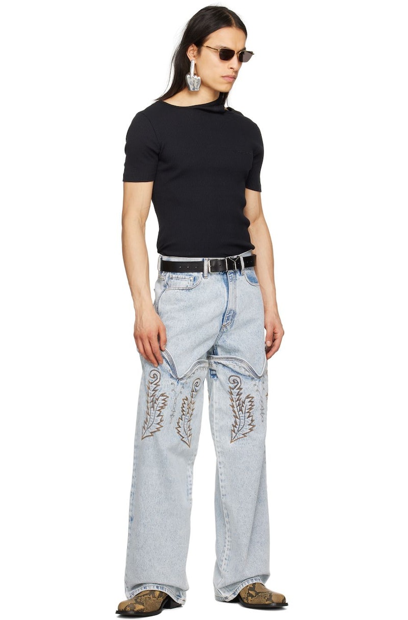 Y/Project Classic Cowboy Cuff Jeans - Ice Blue | Garmentory