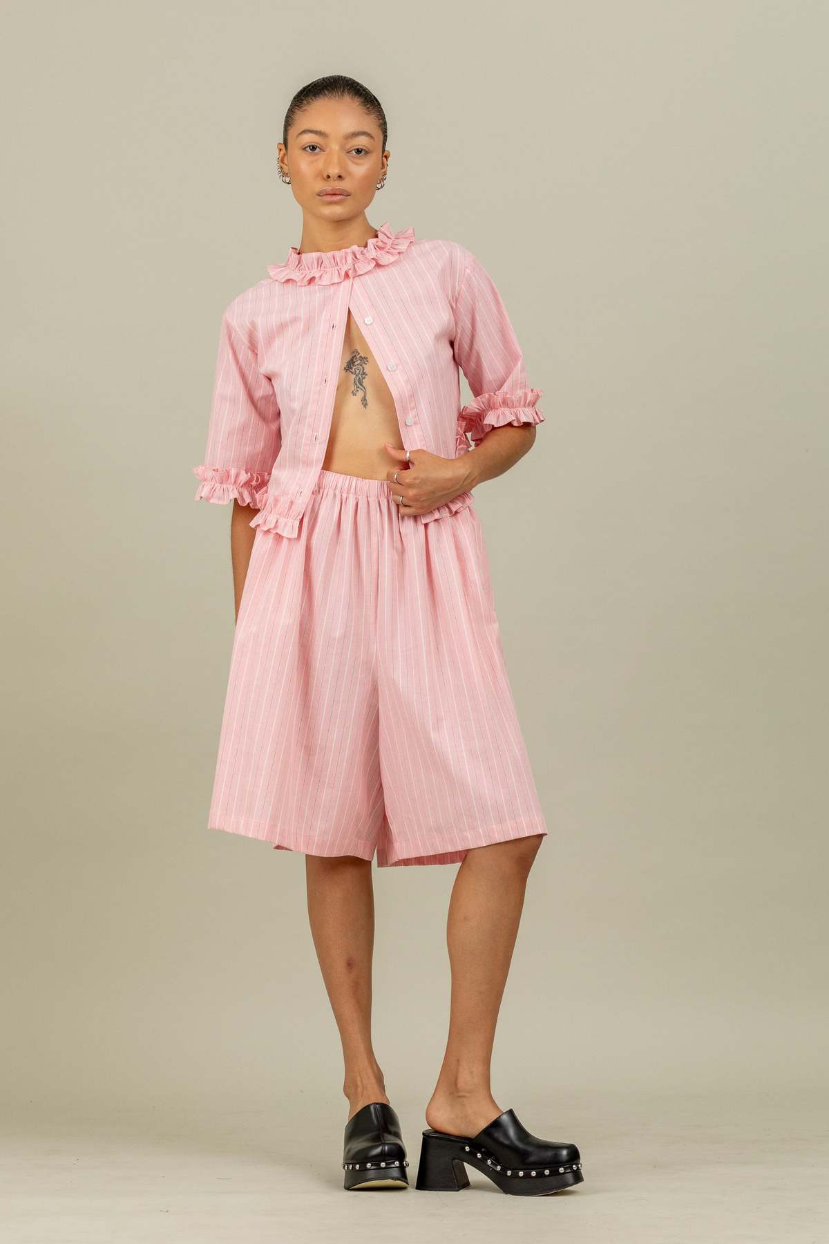Toit Volant ADELE LONG SHORTS - PINK STRIPE | Garmentory