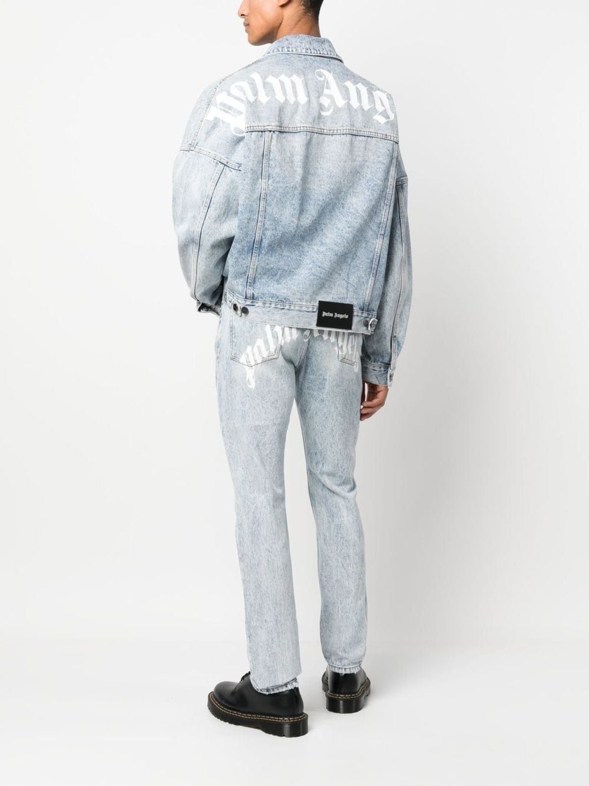 Palm Angels Curved Logo Back 5 Pockets Jeans - Light Blue | Garmentory
