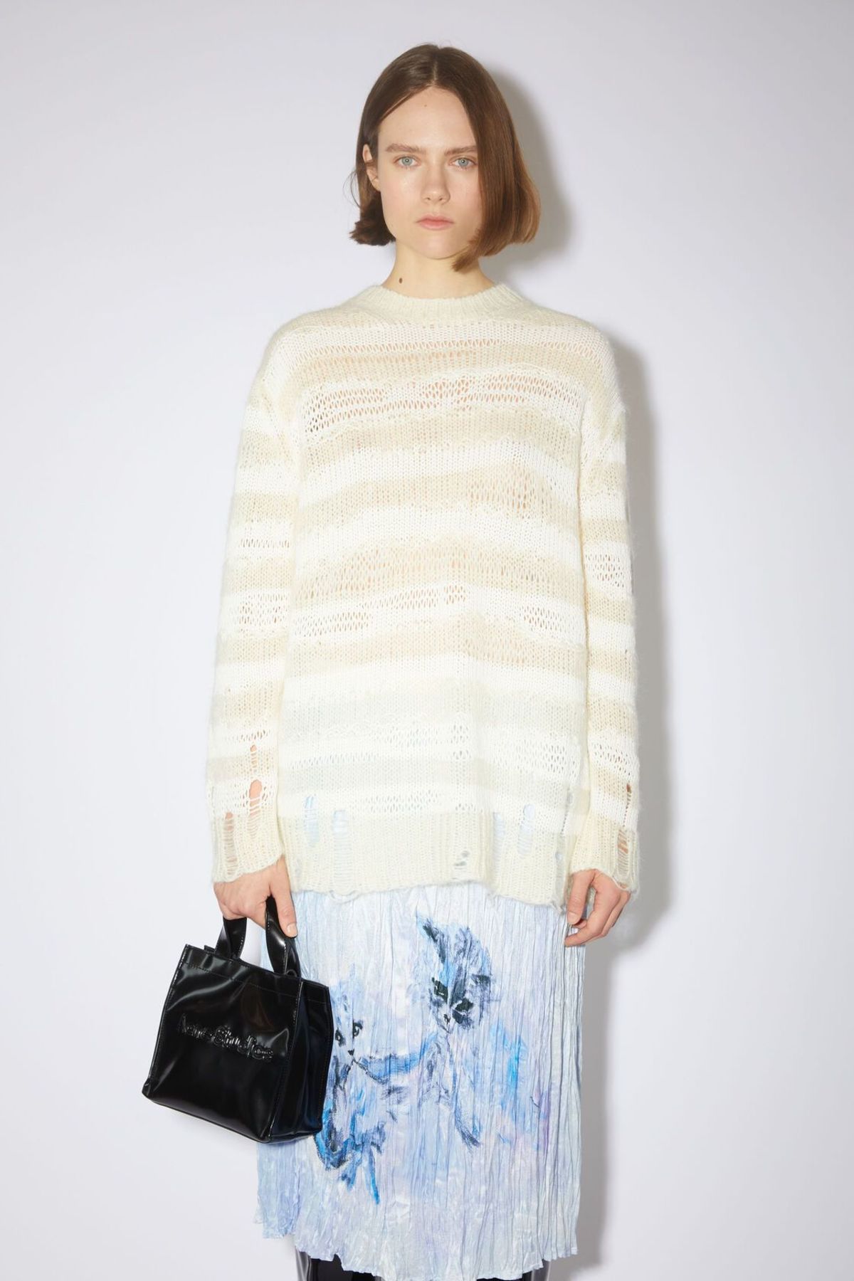 Acne Studios Distressed Stripe Jumper - Off White/White | Garmentory