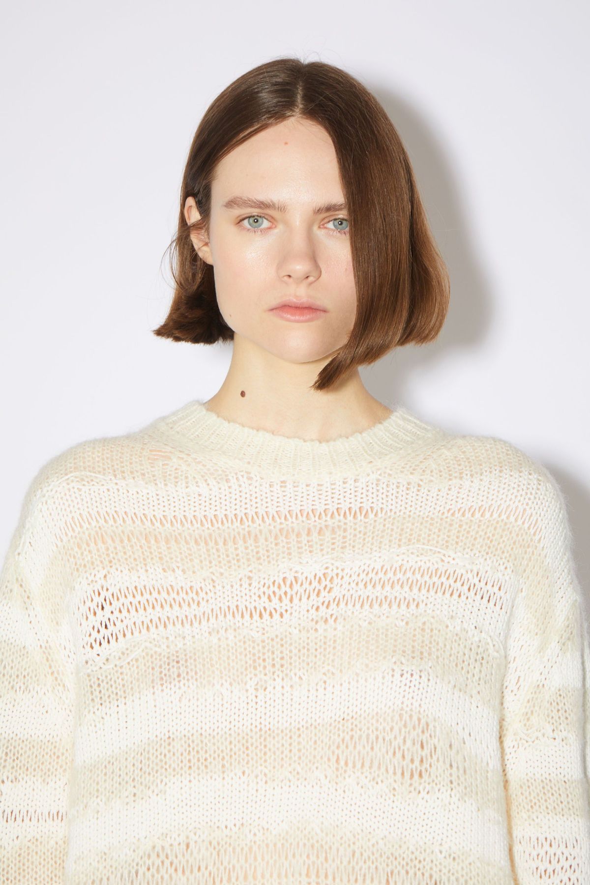 Acne Studios Distressed Stripe Jumper - Off White/White | Garmentory