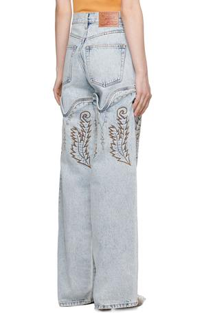 Y/Project Cowboy High Cuff Jeans - Ice Blue | Garmentory