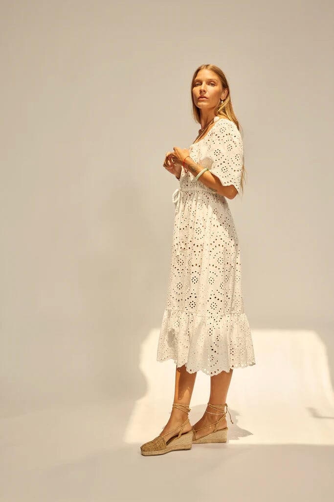 Natalie Martin Emily Marrakech Full Embroidery Dress - Salt | Garmentory
