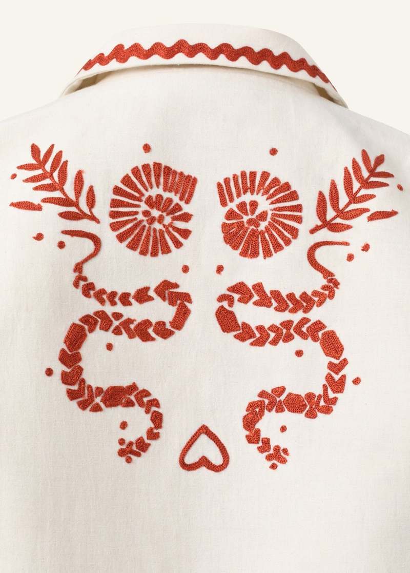 Alix Of Bohemia Snake & Snail Embroidered Jacket - Off White Fawn ...