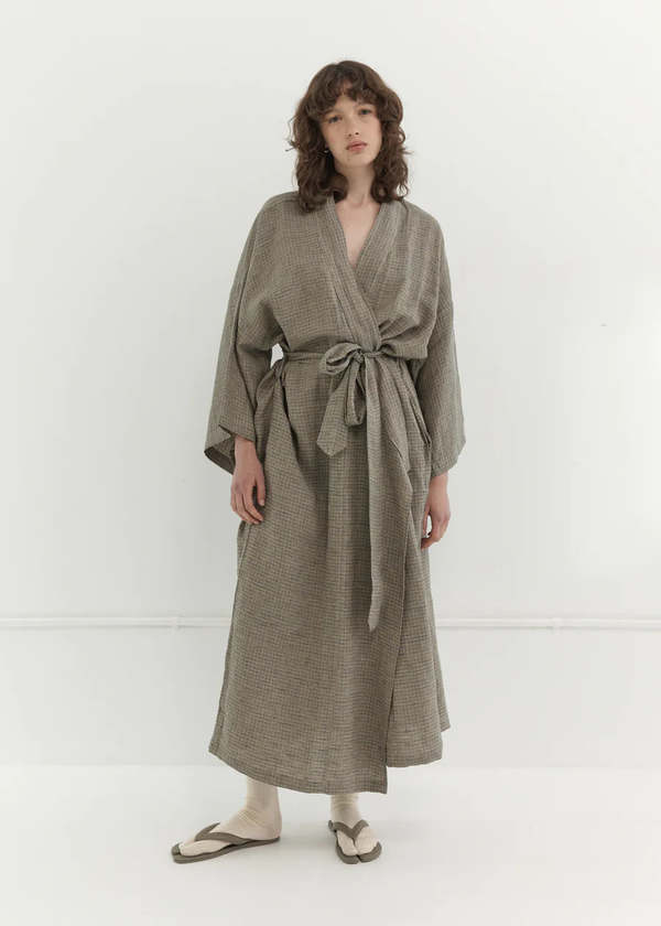 Deiji Studios The 02 Robe - Linen Check | Garmentory